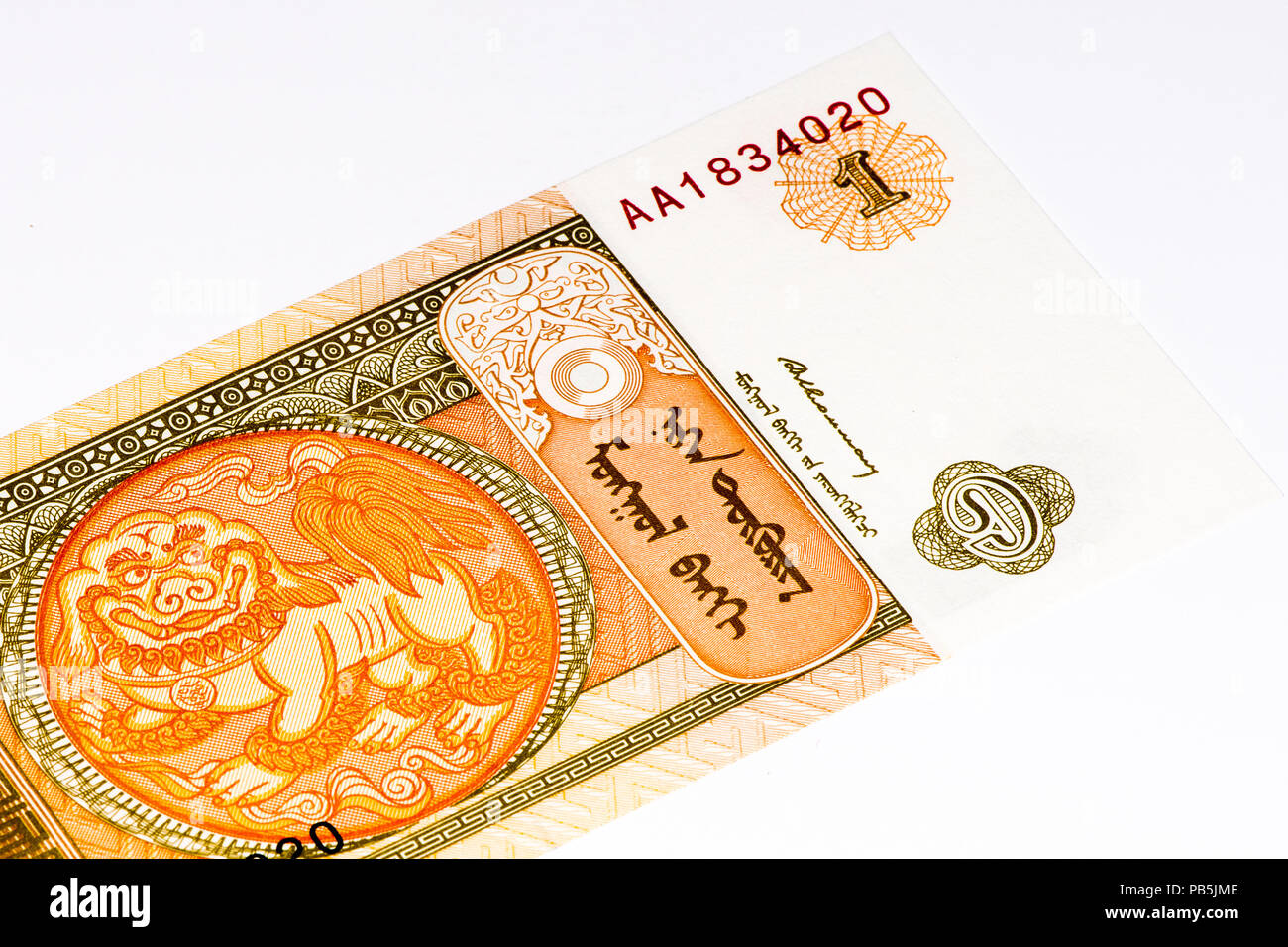 1 togrog bank note. Togrog is the national currency of Mongolia Stock ...