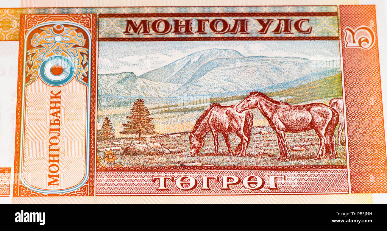 5 togrog bank note. Togrog is the national currency of Mongolia Stock ...
