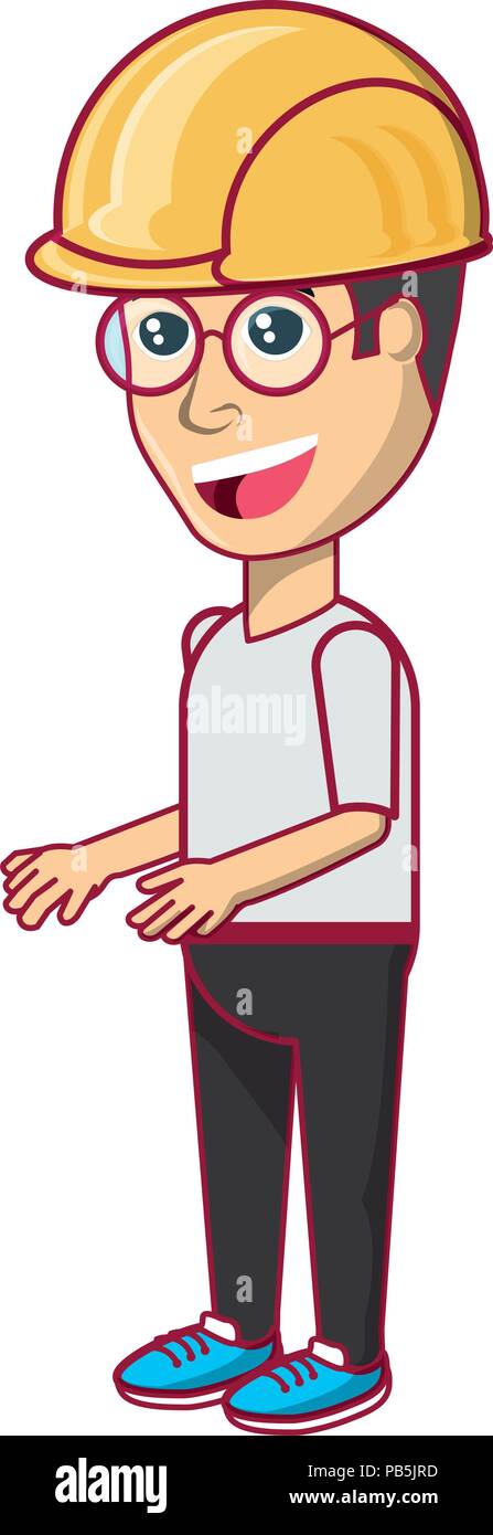 cartoon man with safety helmet over white background, vector ...