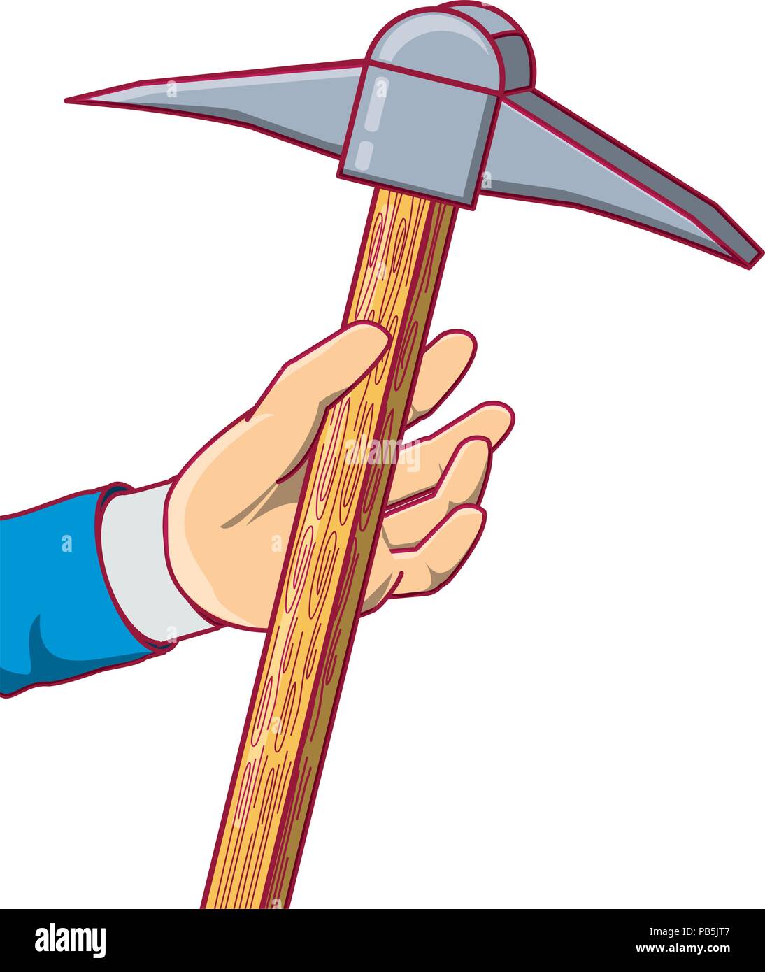 hand holding a pickaxe icon over white background, vector illustration ...