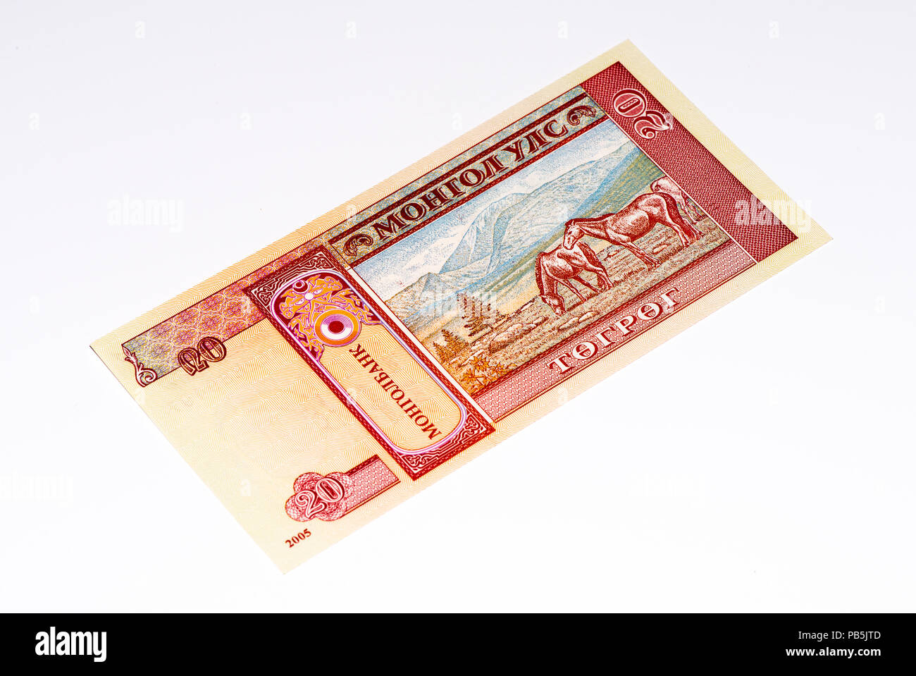 20 togrog bank note. Togrog is the national currency of Mongolia Stock ...