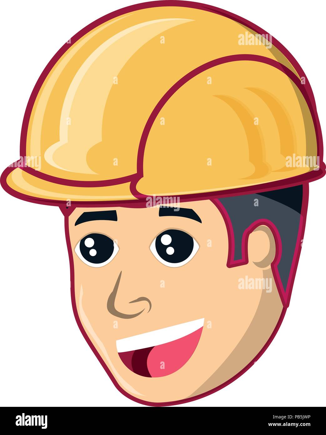 cartoon man with safety helmet icon over white background, vector ...