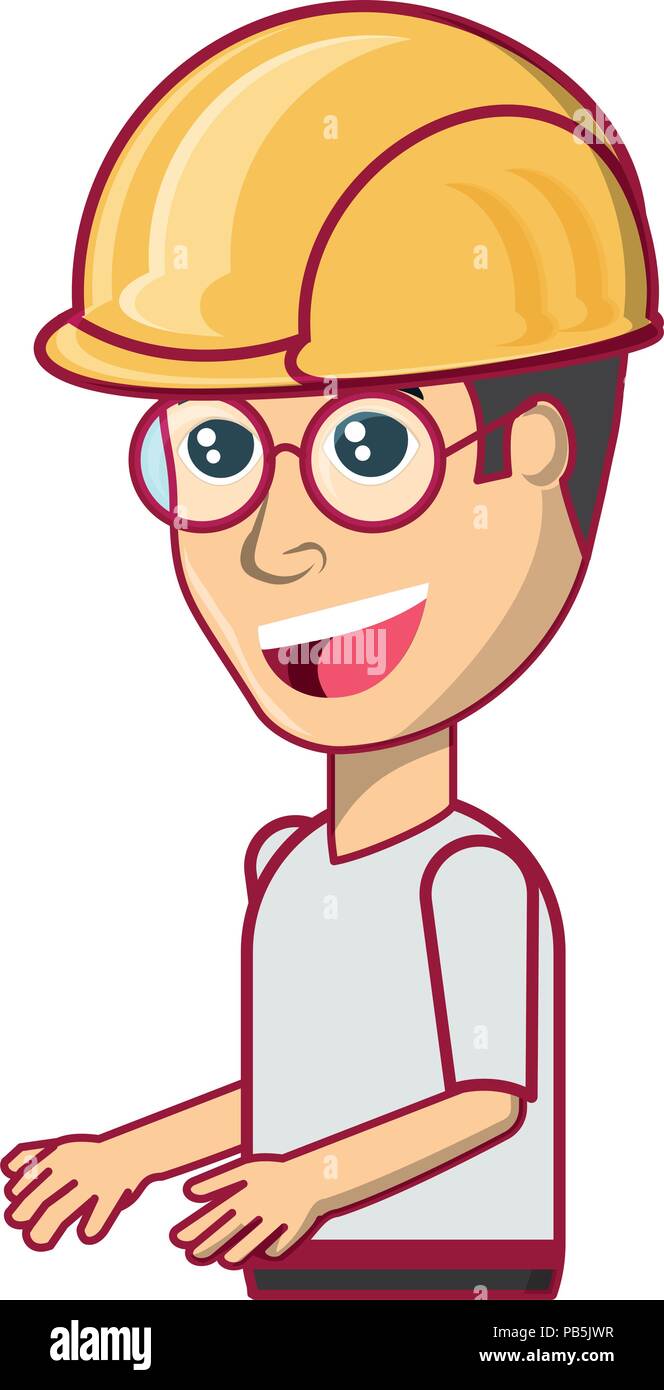 cartoon man with safety helmet over white background, vector ...