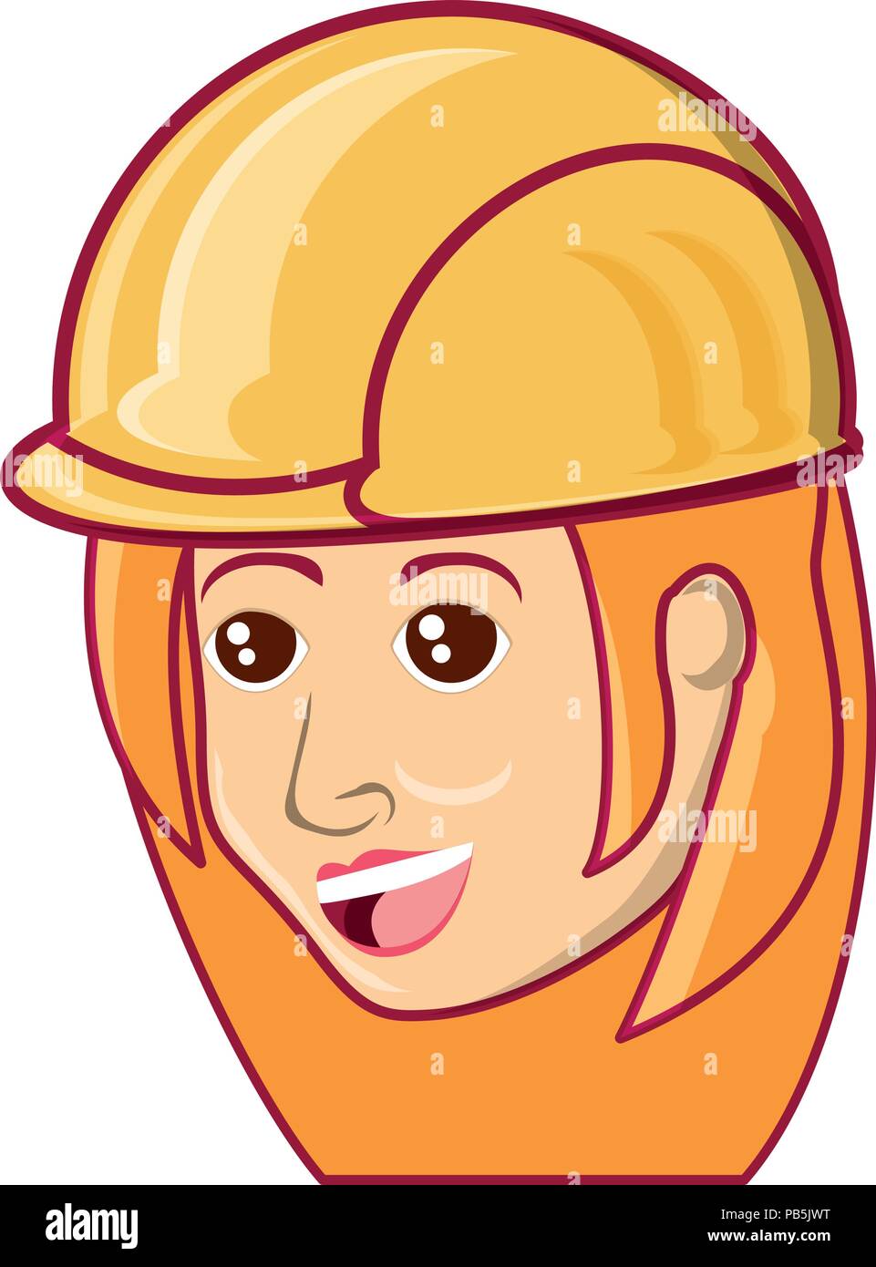 cartoon woman with safety helmet over white background, vector ...