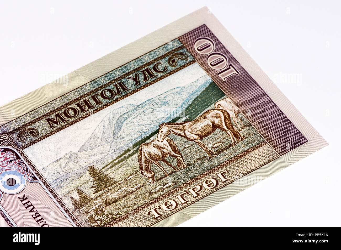 100 togrog bank note. Togrog is the national currency of Mongolia Stock ...