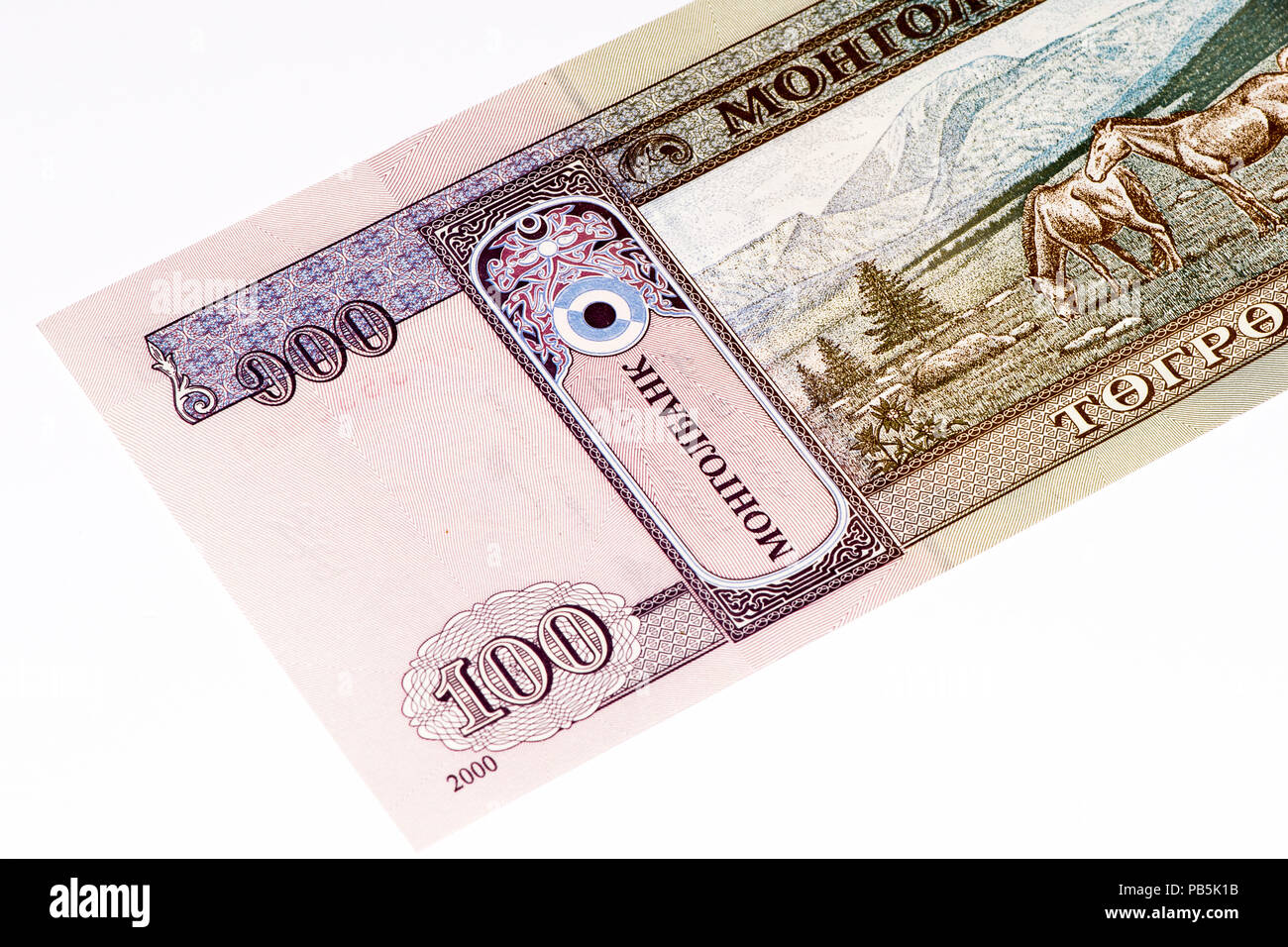 100 togrog bank note. Togrog is the national currency of Mongolia Stock ...