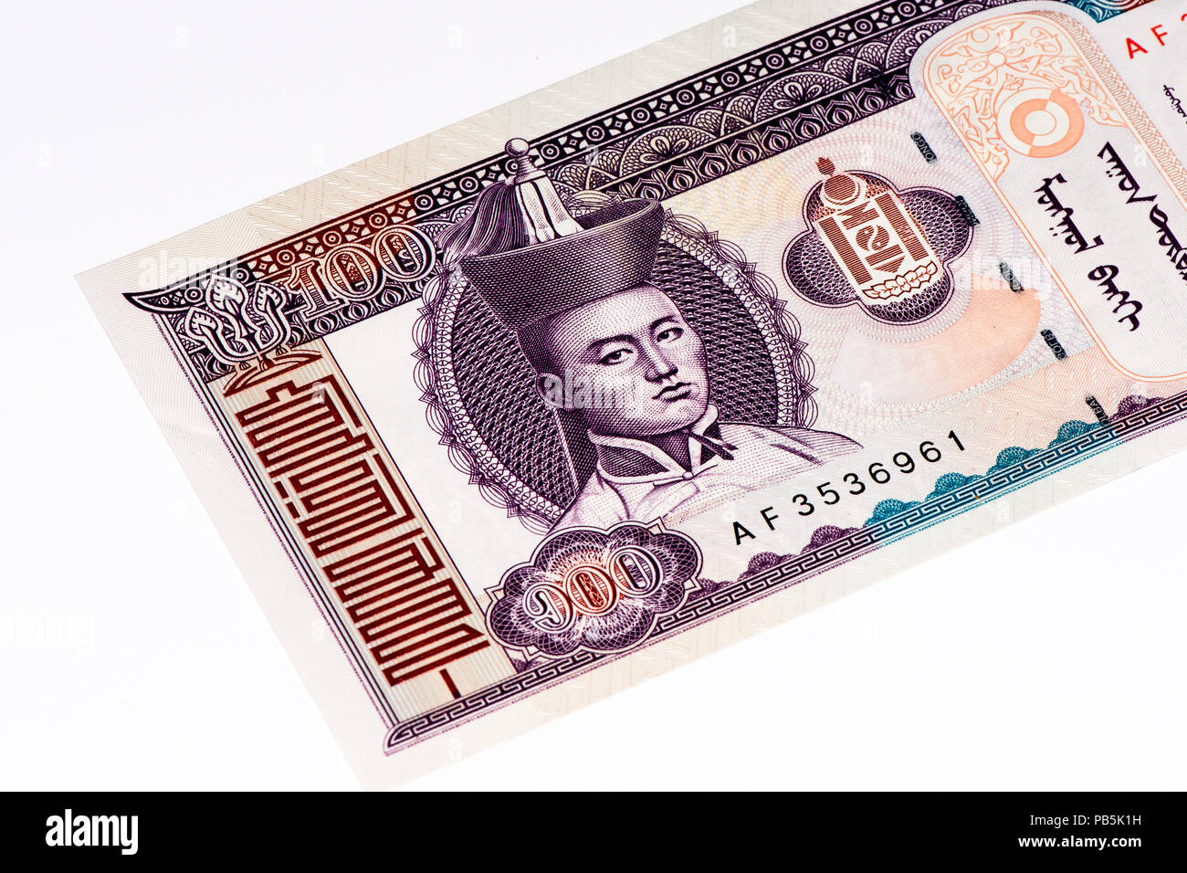 100 togrog bank note. Togrog is the national currency of Mongolia Stock ...