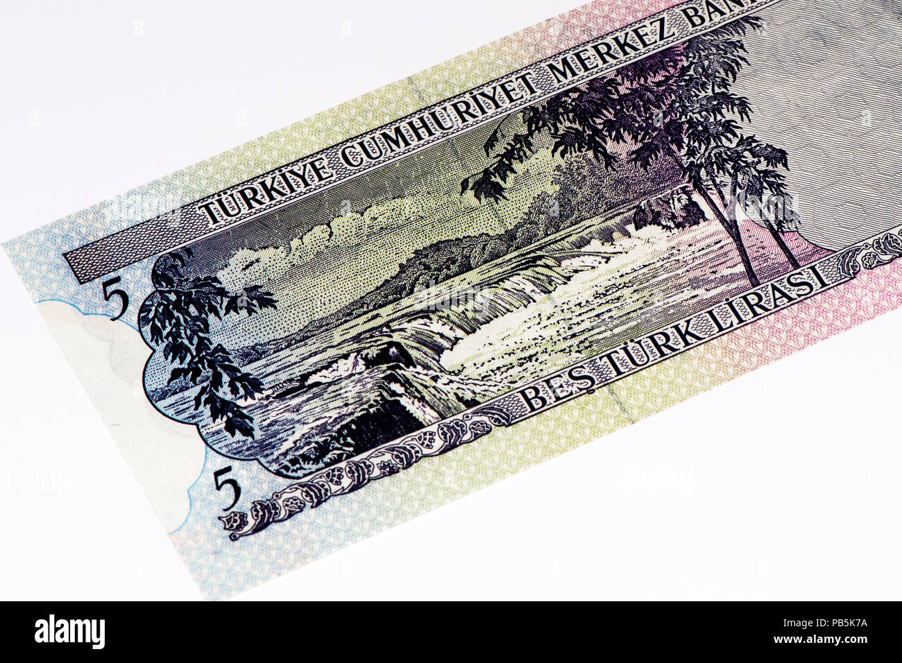 5 Turkish liras bank note. Turkish lira is the national currency of ...