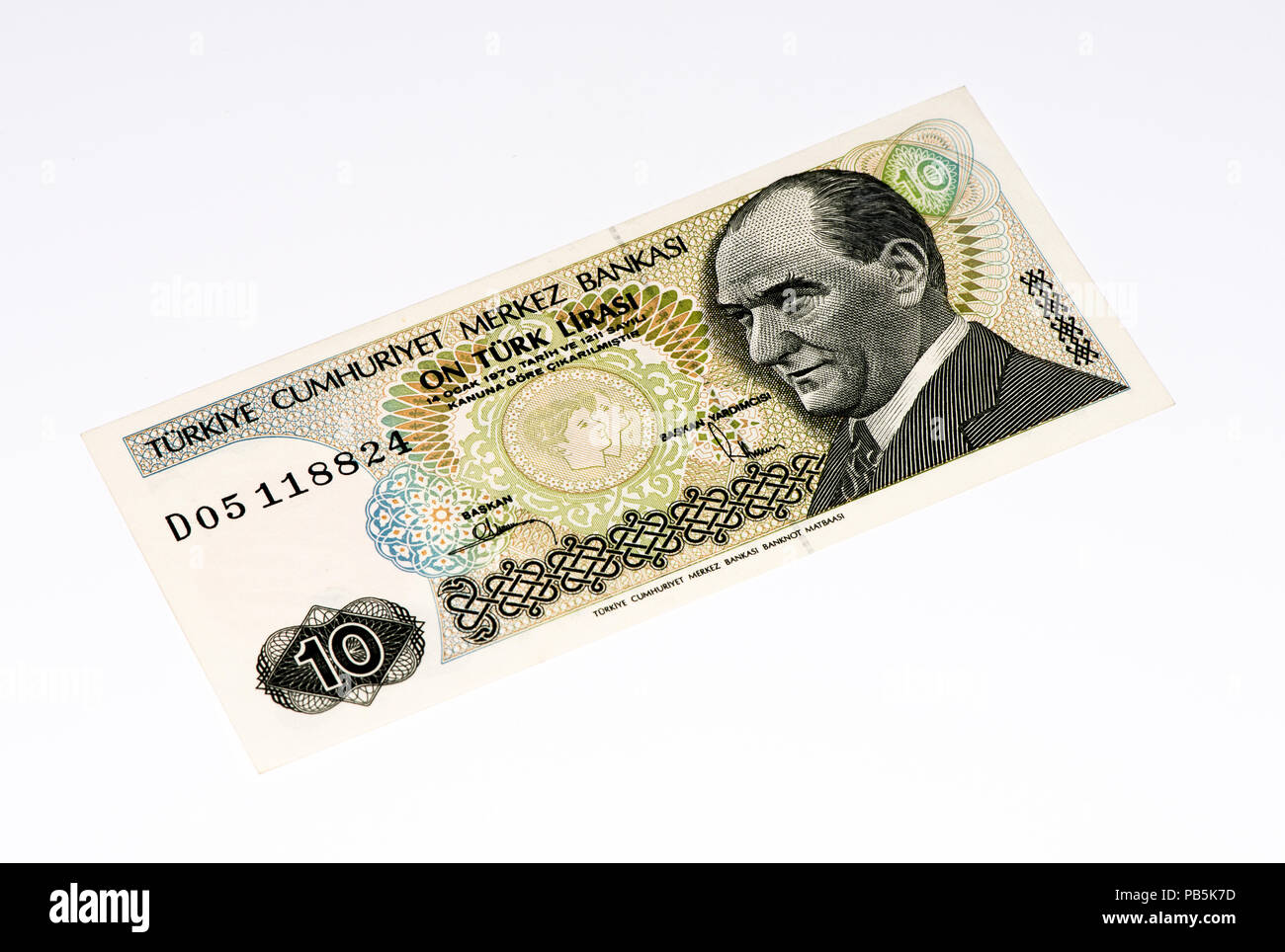 10 Turkish liras bank note. Turkish lira is the national currency of ...