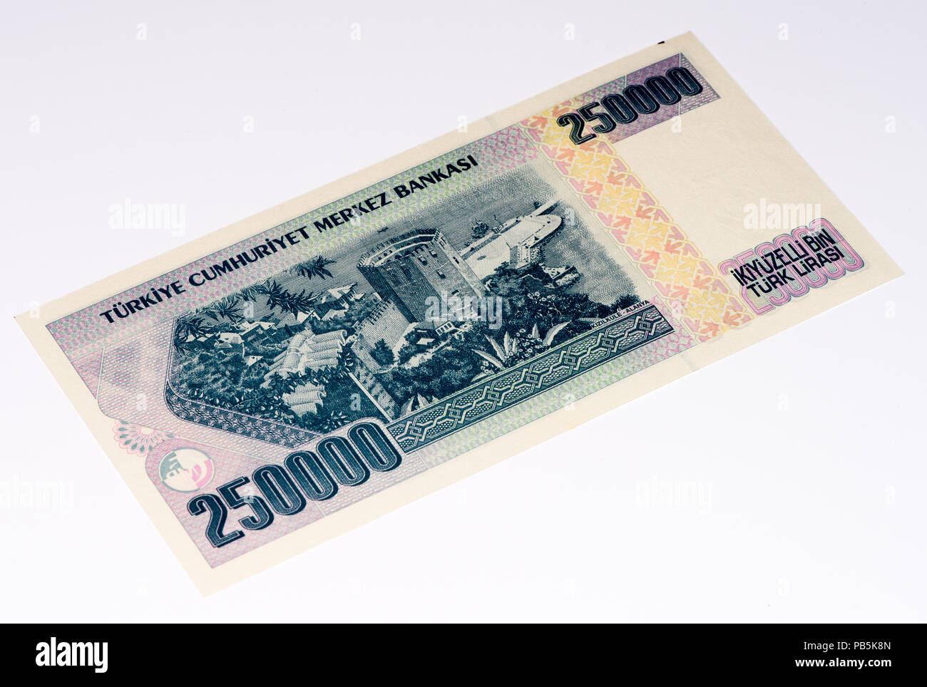 250000 Turkish liras bank note. Turkish lira is the national currency ...