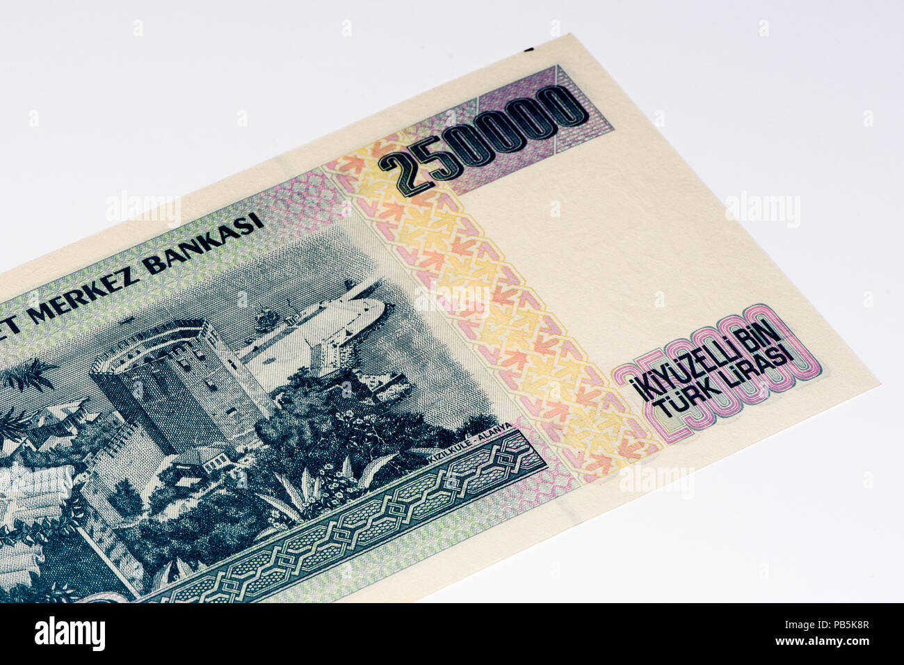 250000 Turkish liras bank note. Turkish lira is the national currency ...