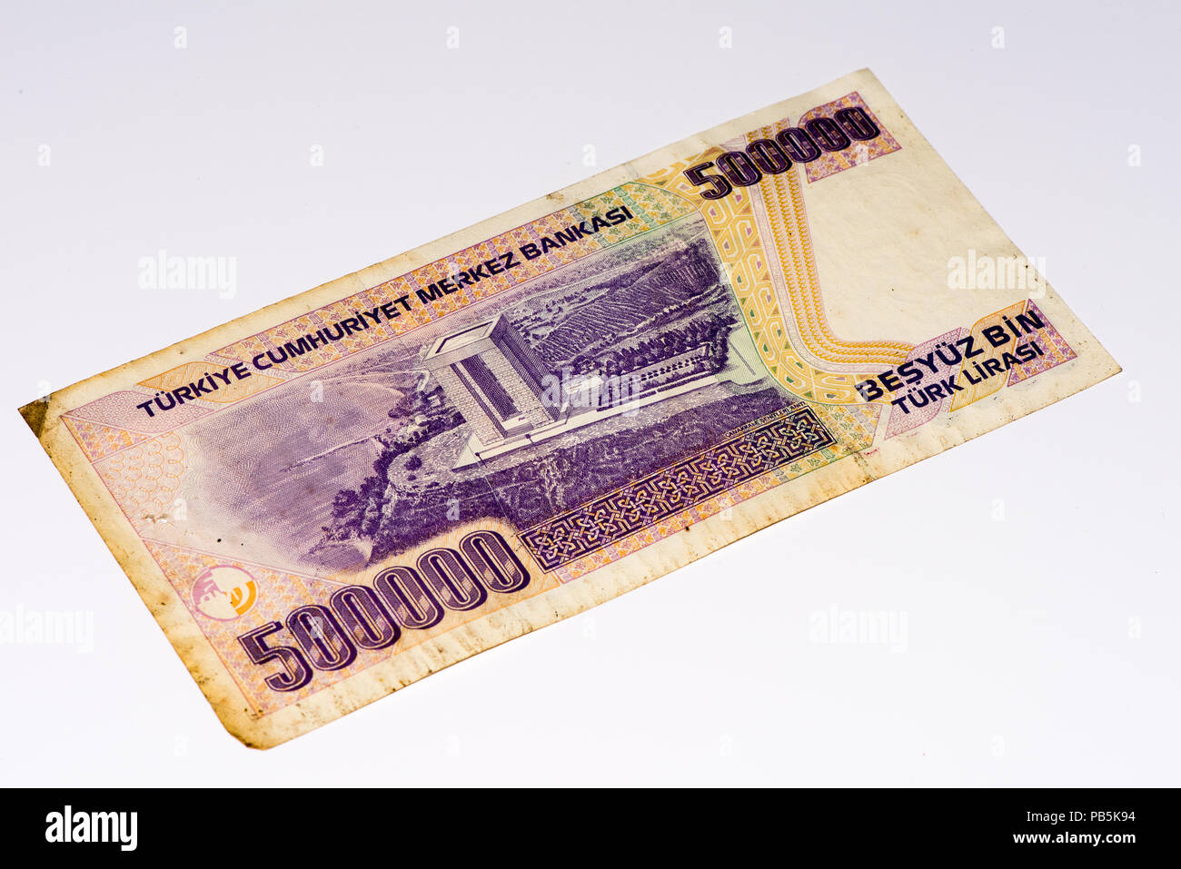 500000 Turkish liras bank note. Turkish lira is the national currency ...