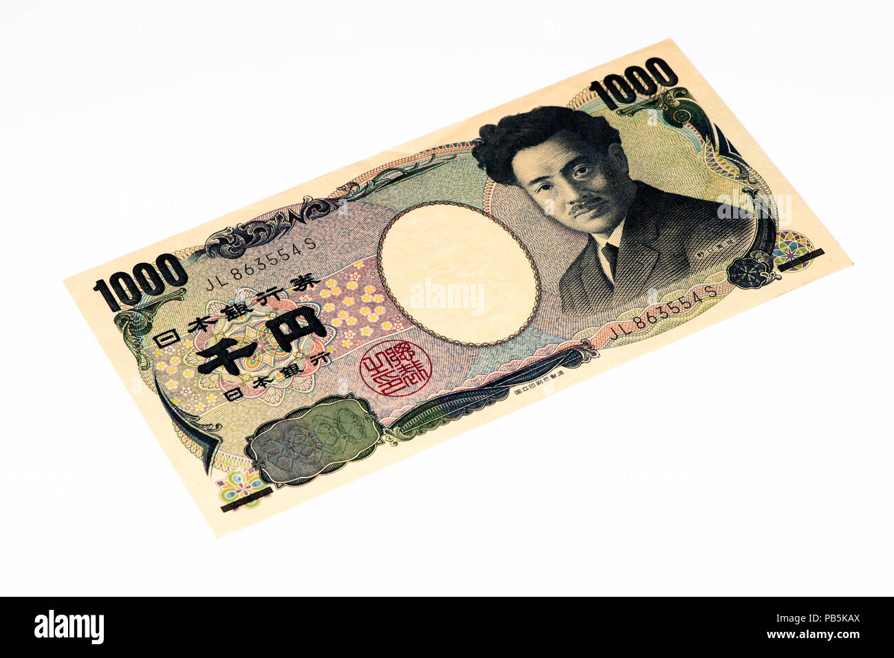 1000 Japanese yens bank note. Japanese yen is the national currency of ...