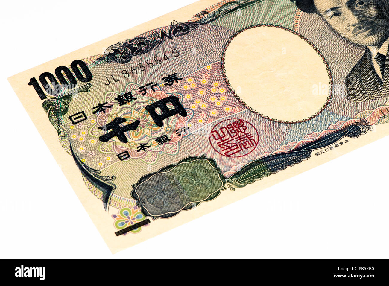 1000 Japanese yens bank note. Japanese yen is the national currency of ...