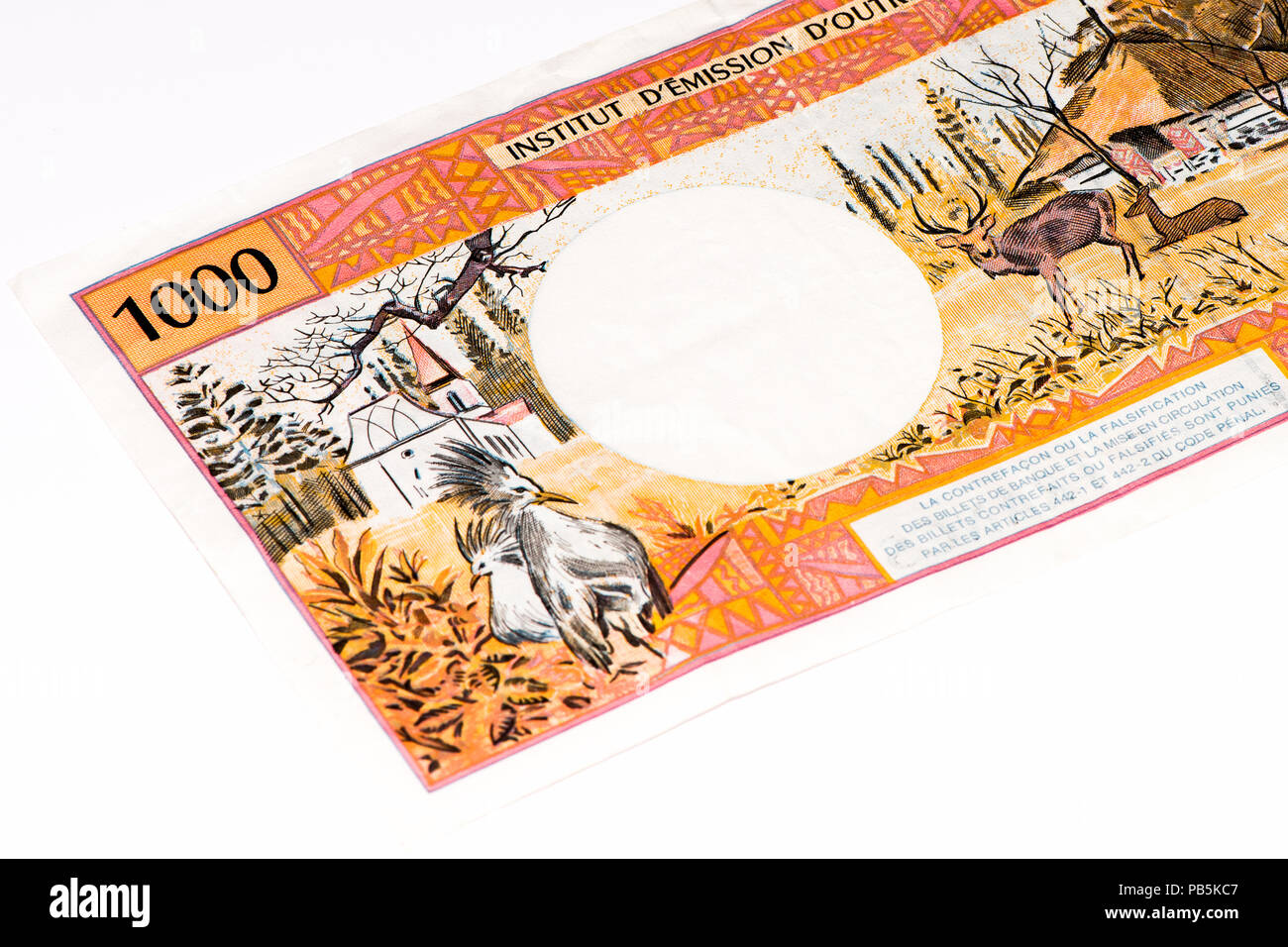 1000 francs bank note of the French overseas territories Stock Photo ...