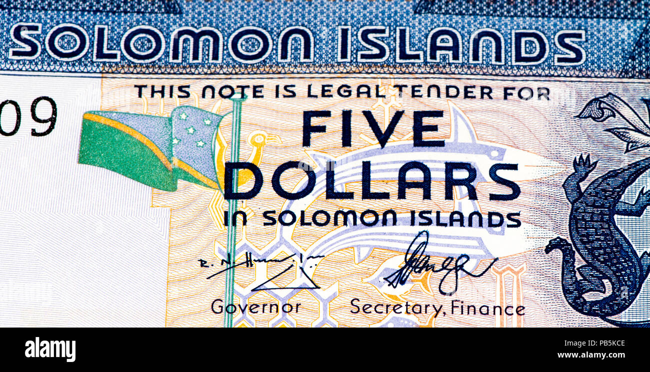 5 Solomon Islands dollar bank note. Solomon Islands dollar is the ...