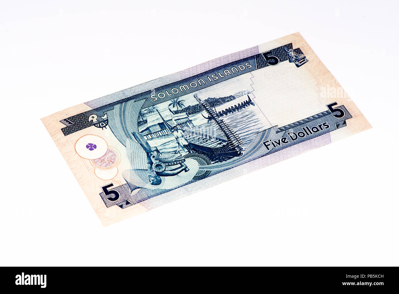 5 Solomon Islands dollar bank note. Solomon Islands dollar is the ...