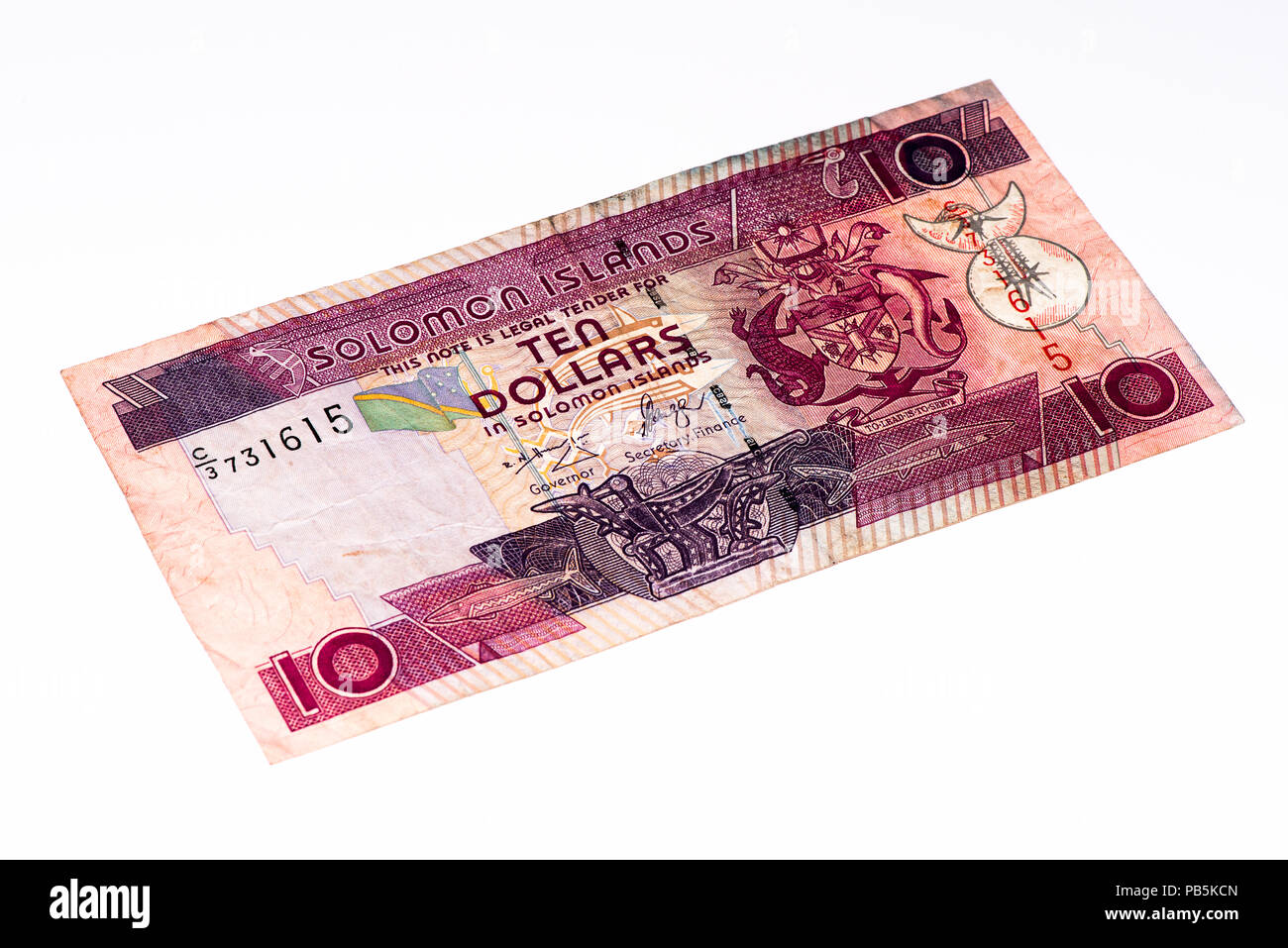 10 Solomon Islands dollar bank note. Solomon Islands dollar is the ...