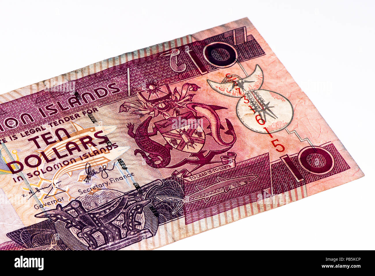 10 Solomon Islands dollar bank note. Solomon Islands dollar is the ...