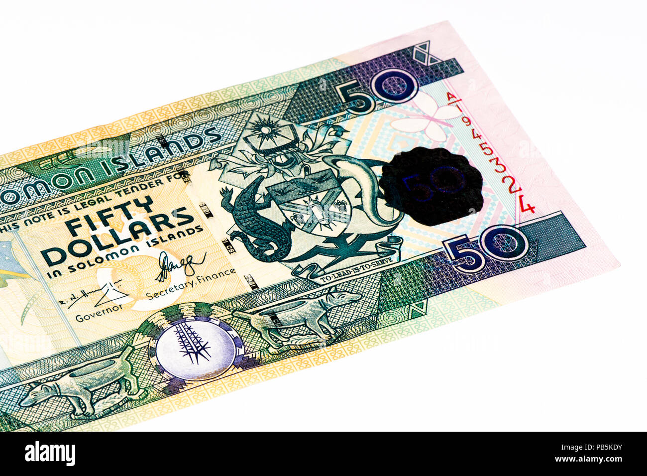50 Solomon Islands dollar bank note. Solomon Islands dollar is the ...