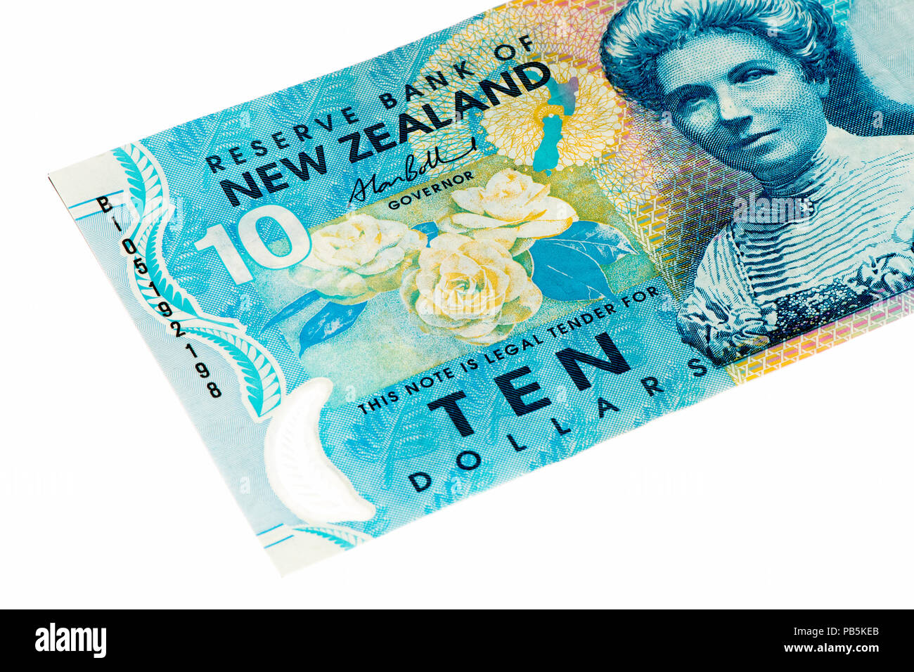 10 New Zealand dollar bank note. New Zealender dollar is the national ...