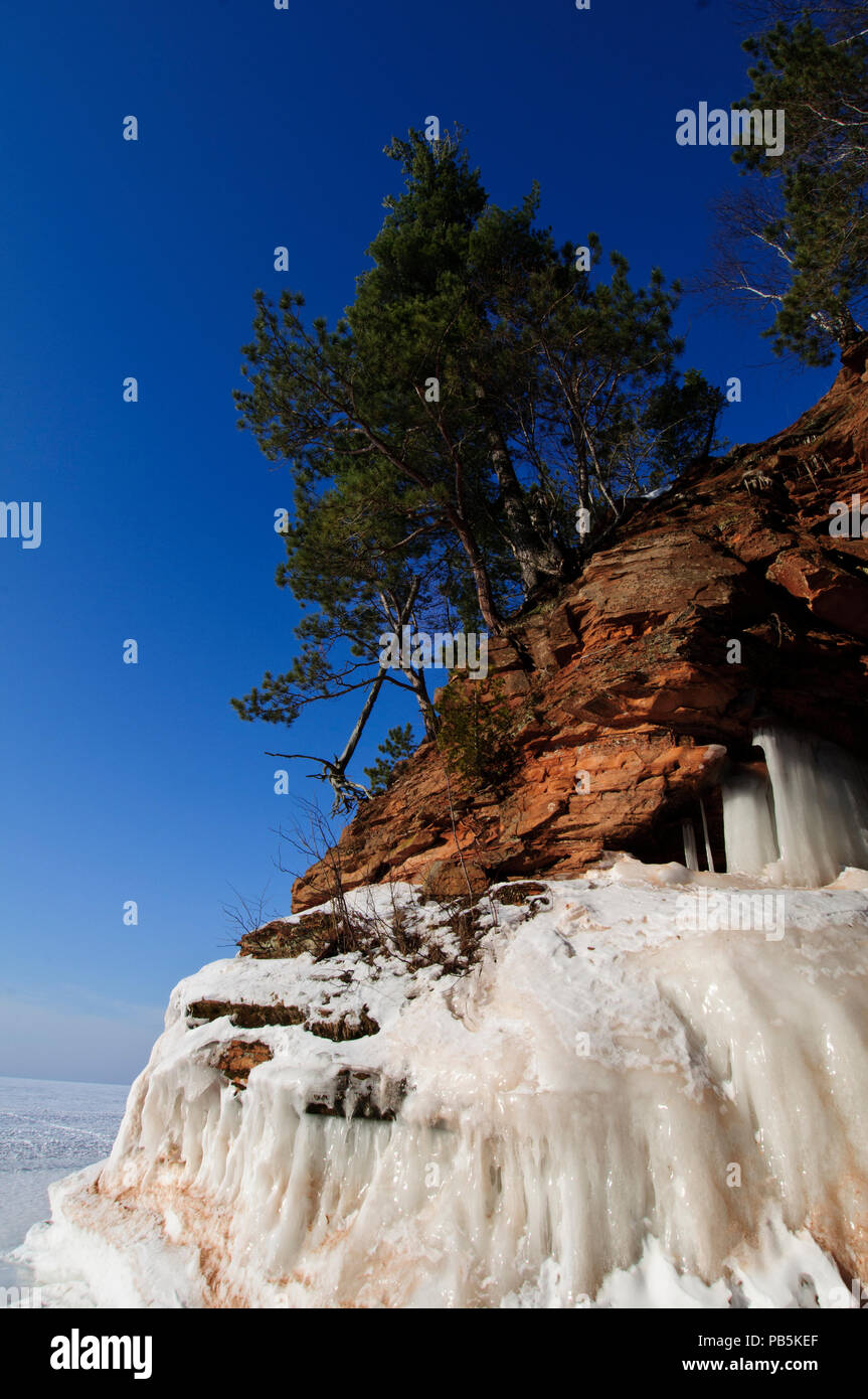 Wisconsin. Apostle Islands National Lakeshore. Sea caves Stock Photo ...