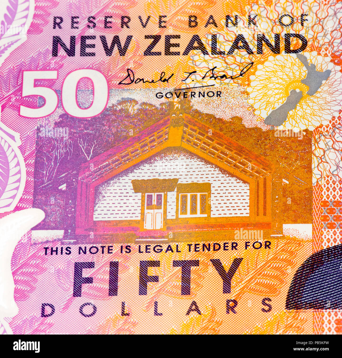 50 New Zealand dollar bank note. New Zealender dollar is the national ...
