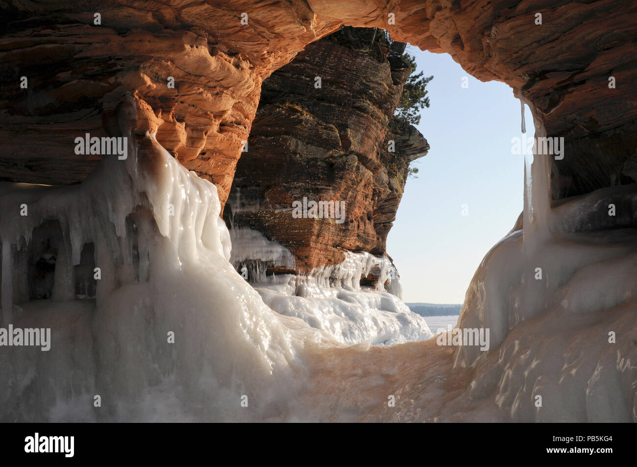 Wisconsin. Apostle Islands National Lakeshore. Sea caves Stock Photo ...