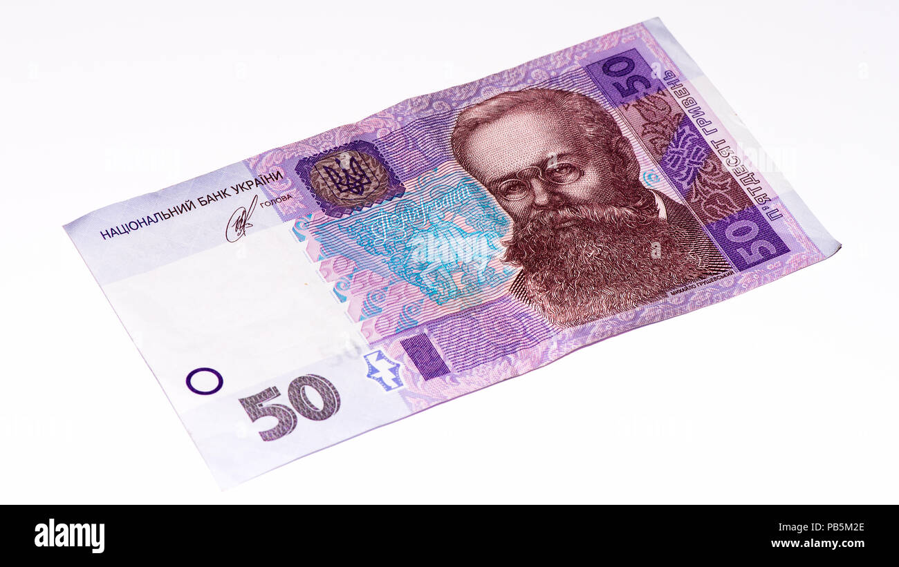 50 Ukrainian hryvnia bank note. Hryvnia is national currency in Ukraine ...