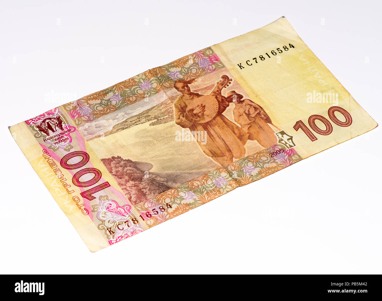 100 Ukrainian hryvnia bank note. Hryvnia is national currency in ...