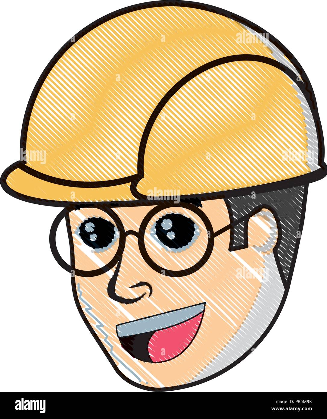 cartoon man with safety helmet over white background, vector ...