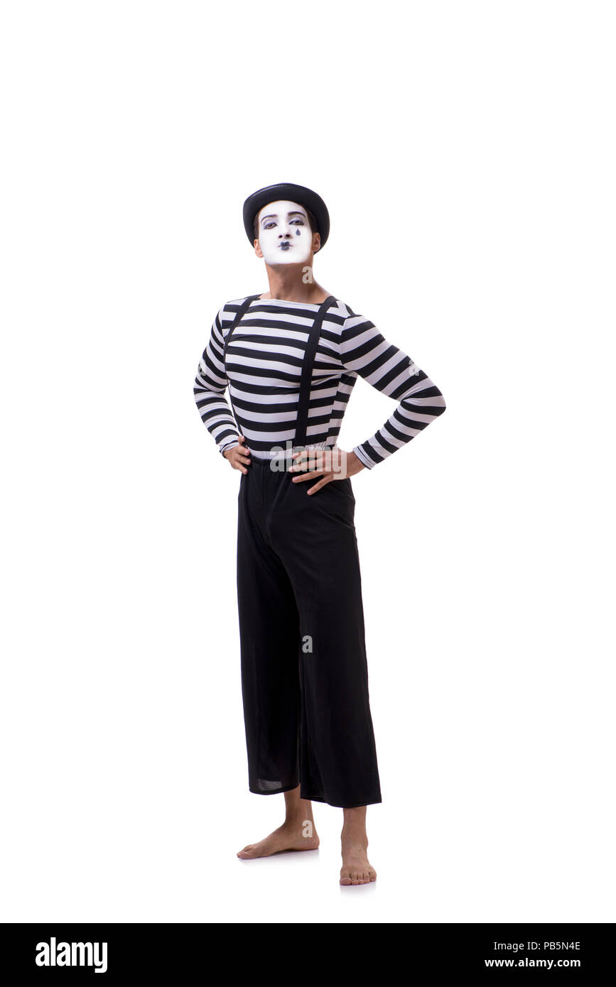 Young mime isolated on white background Stock Photo - Alamy