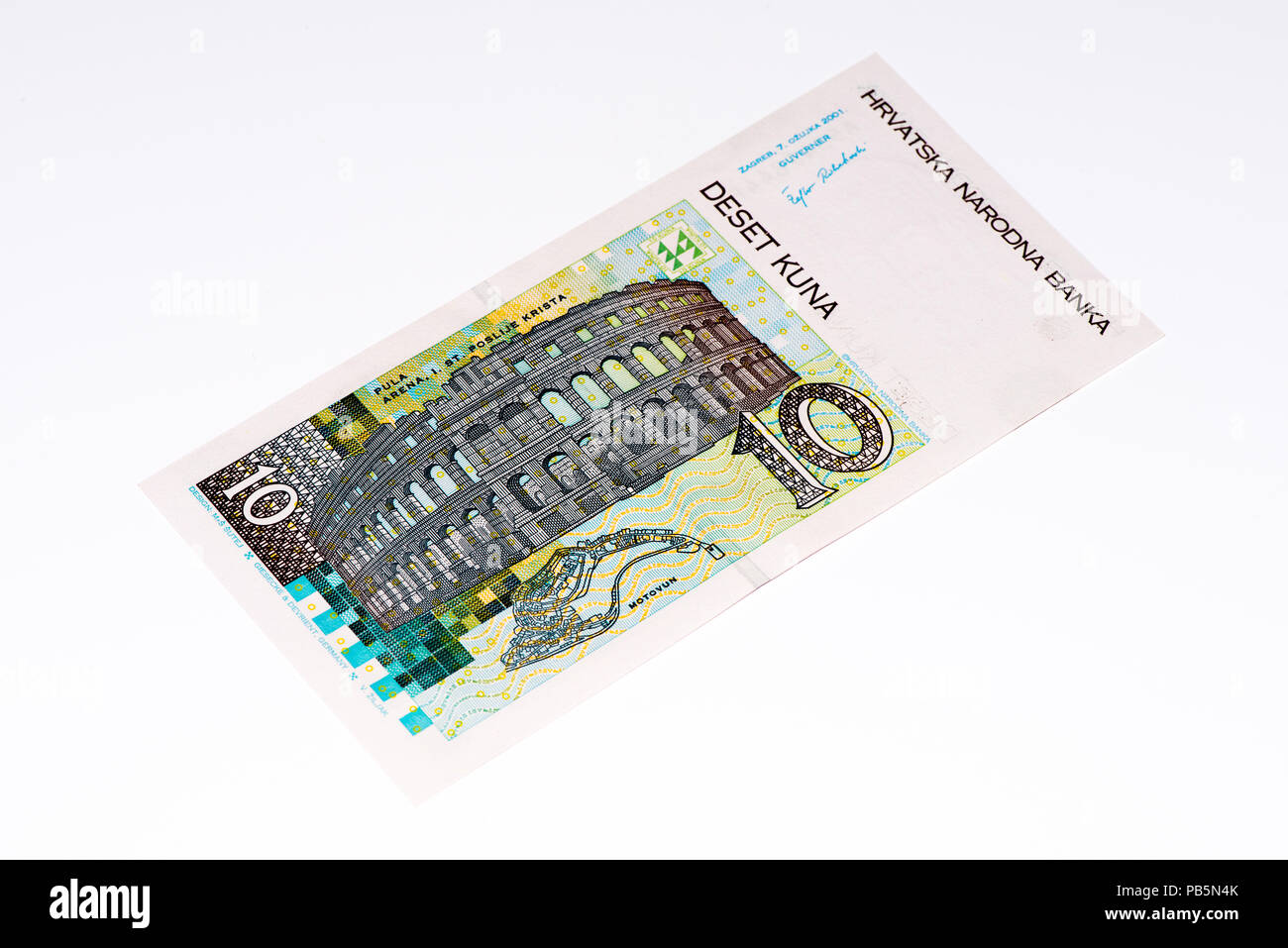10 Croatian kunas bank note. Kuna is the national currency of Croatia ...