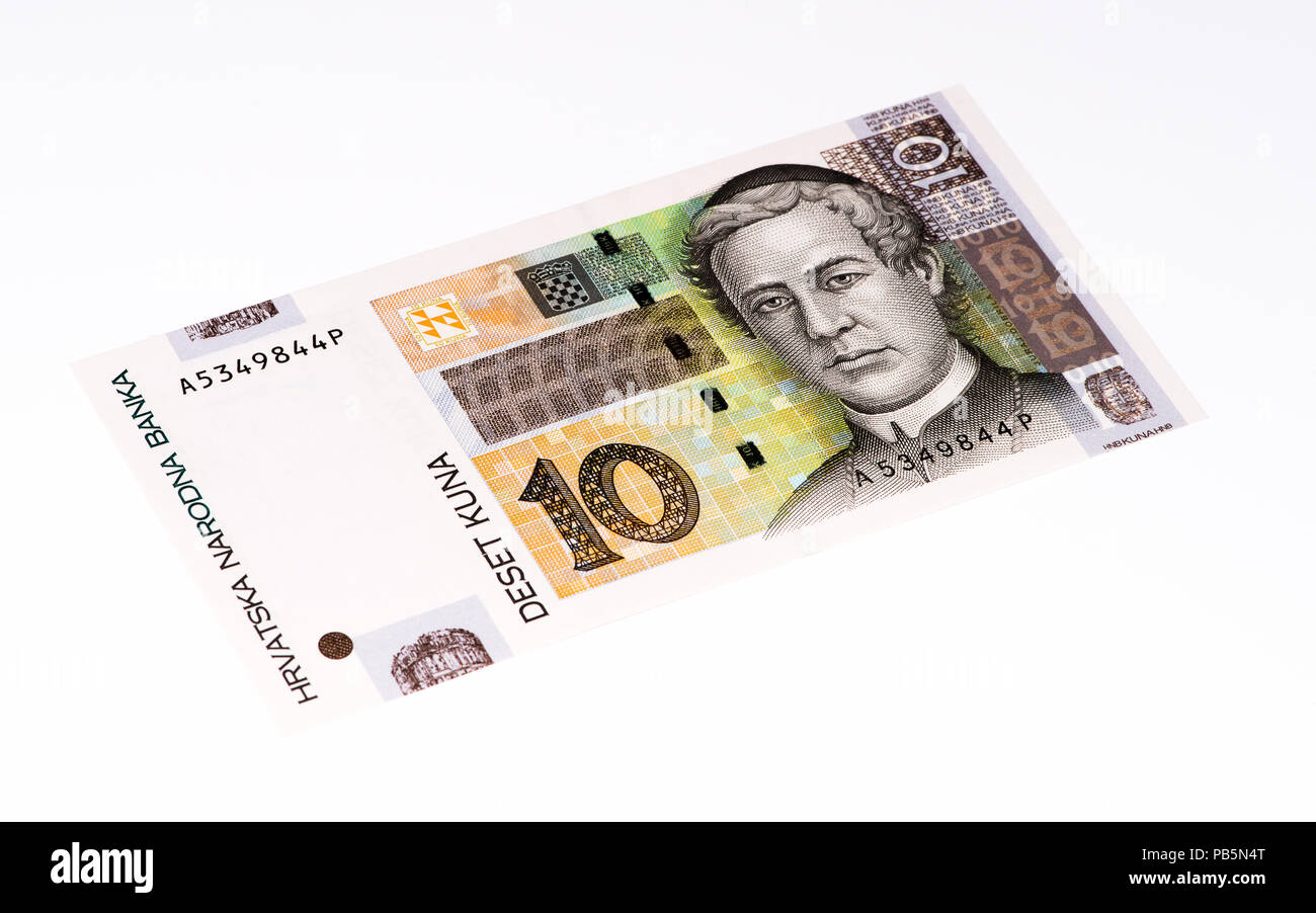 10 Croatian kunas bank note. Kuna is the national currency of Croatia ...