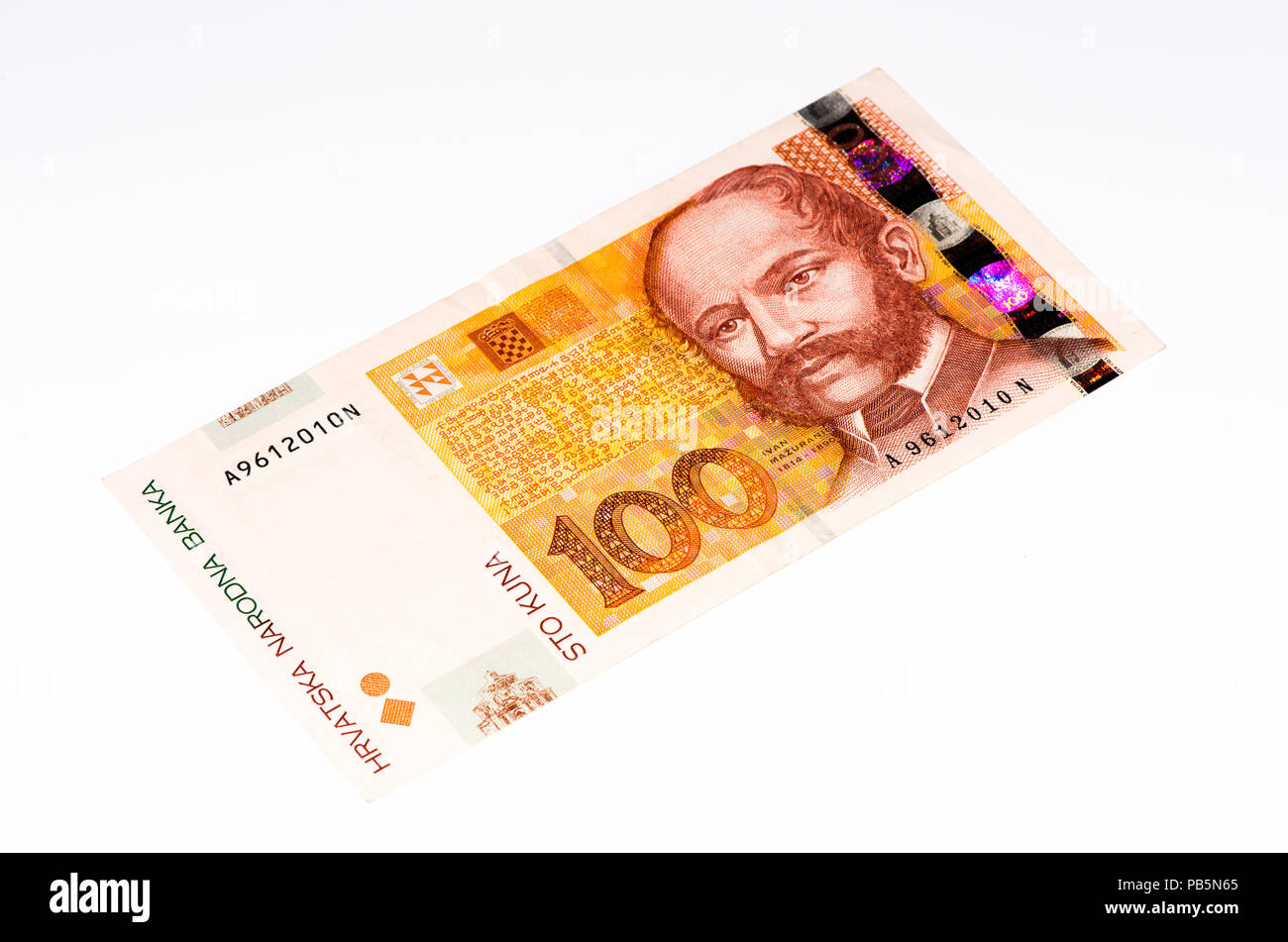 100 Croatian kunas bank note. Kuna is the national currency of Croatia ...
