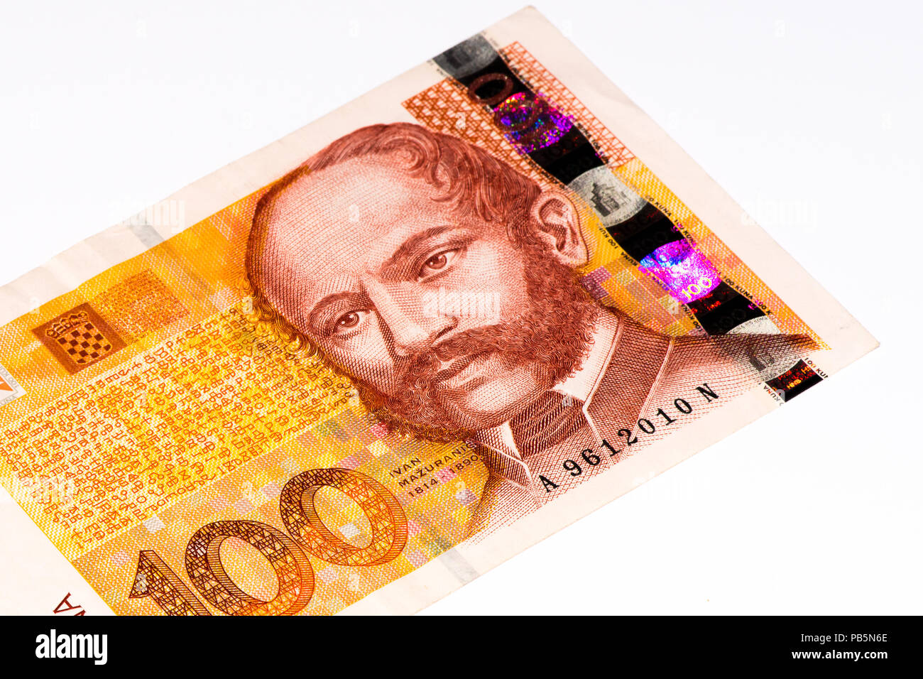 100 Croatian kunas bank note. Kuna is the national currency of Croatia ...