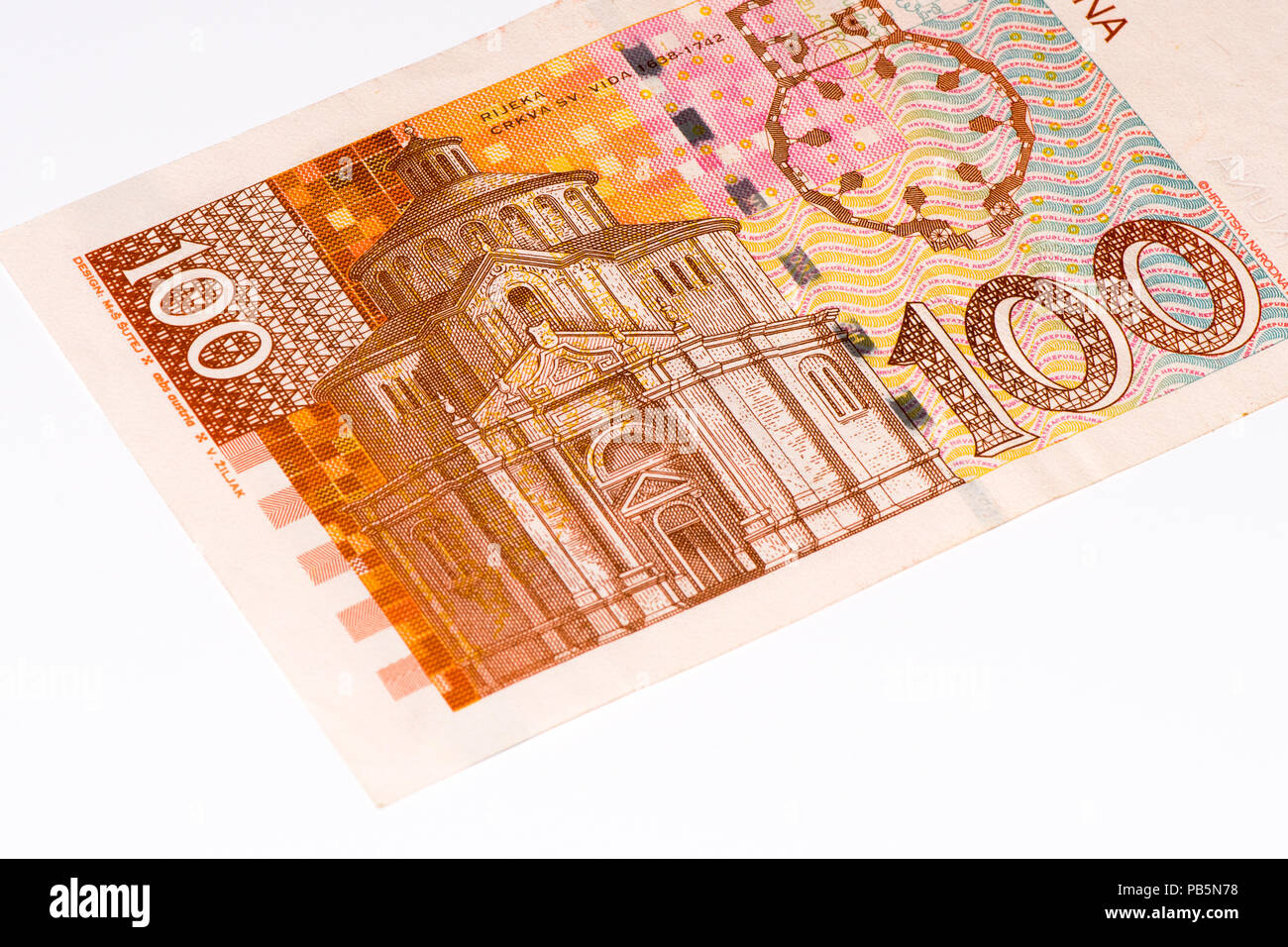 100 Croatian kunas bank note. Kuna is the national currency of Croatia ...