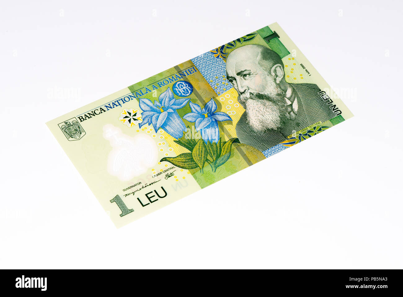 1 Romanian leu bank note. Lei is the national currency of Romania Stock ...