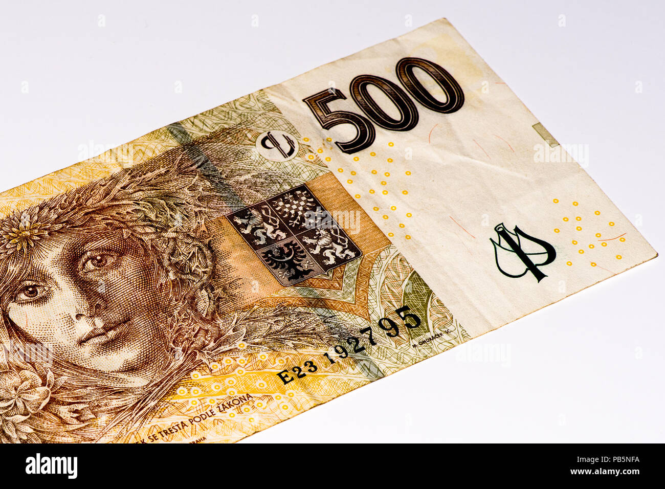 500 Czech crowns bank note. Crown is the national currency of Czech ...