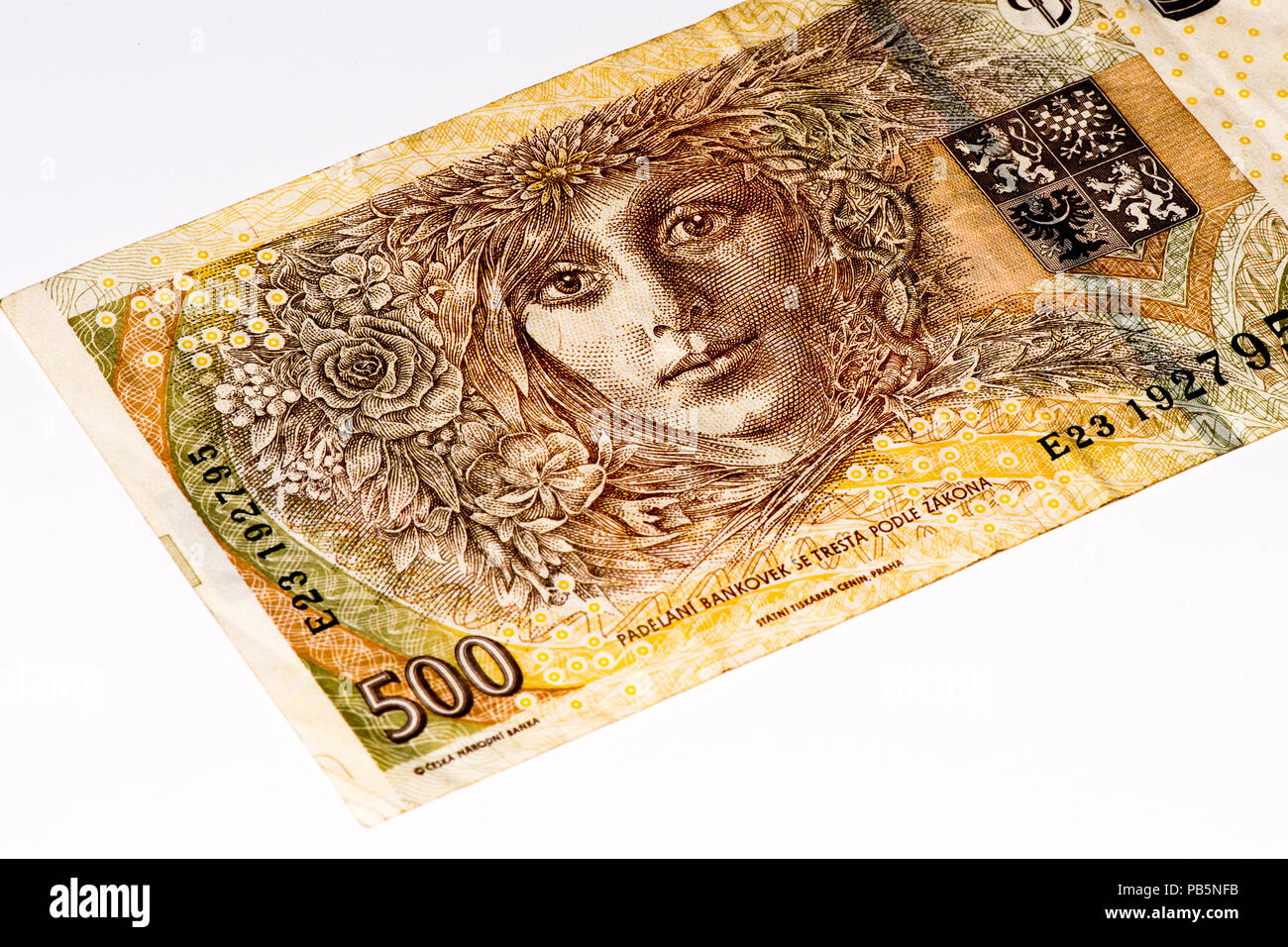 500 Czech crowns bank note. Crown is the national currency of Czech ...