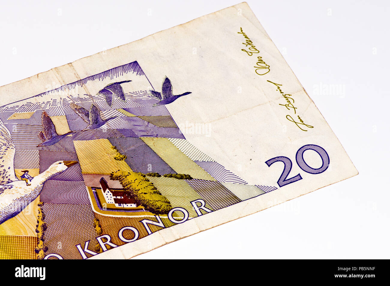 20 Swedish crown bank note. Swedish crown is the national currency of ...
