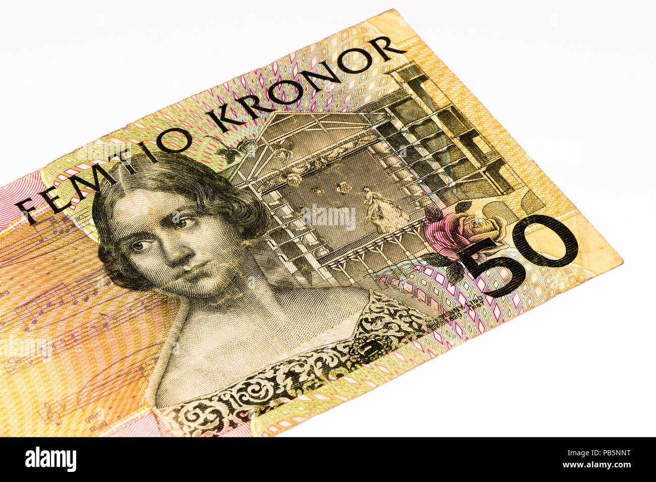 50 Swedish crown bank note. Swedish crown is the national currency of ...