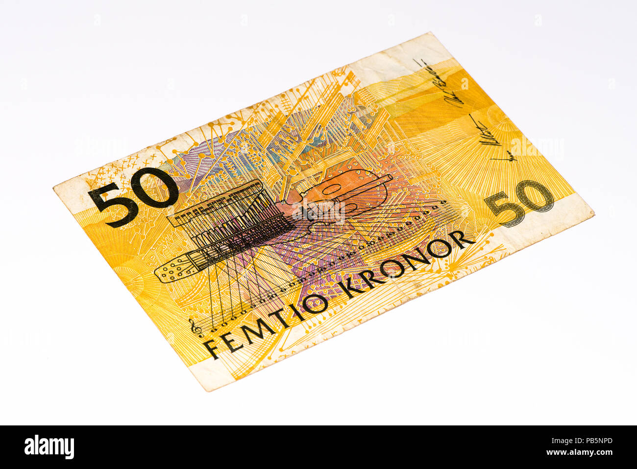 50 Swedish crown bank note. Swedish crown is the national currency of ...