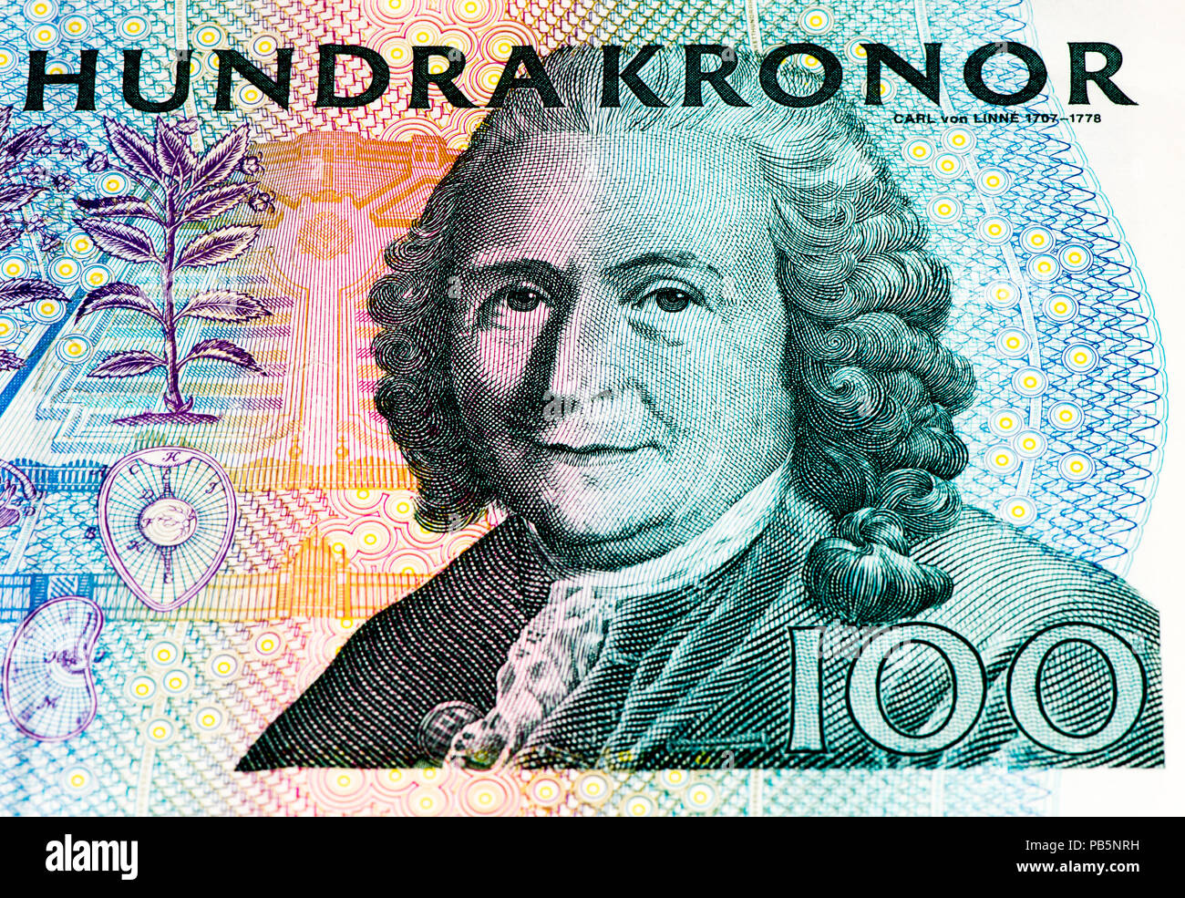 100 Swedish crown bank note. Swedish crown is the national currency of ...