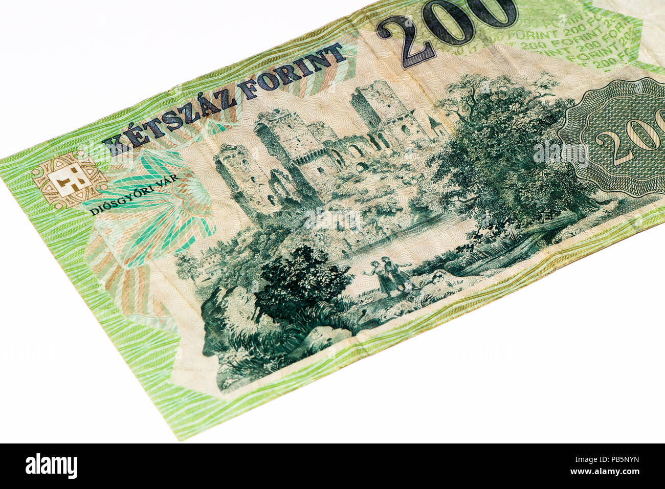 200 Hungarian forints bank note. Hungarian forint is the national ...