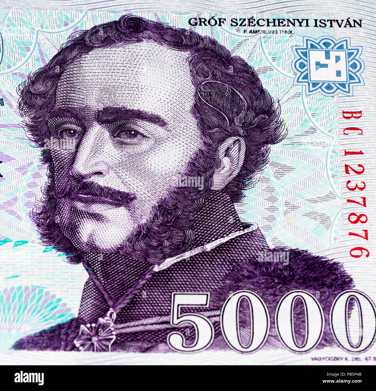 5000 Hungarian forints bank note. Hungarian forint is the national ...