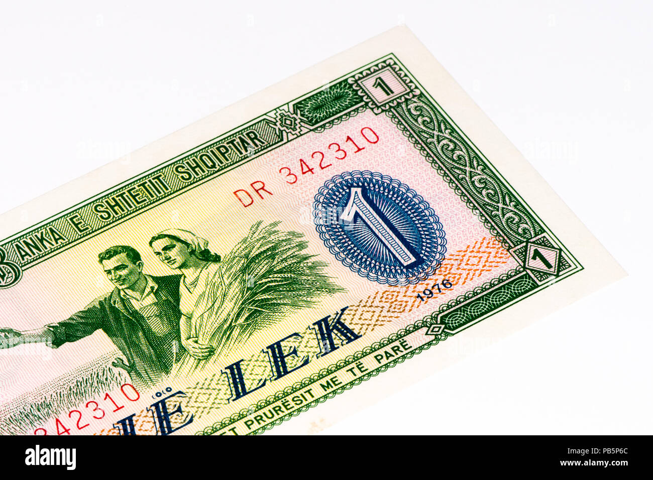 1 Albanian lek bank note. Albanian lek is the national currency of ...
