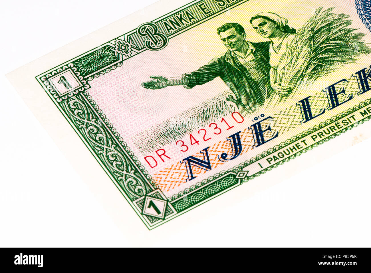 1 Albanian lek bank note. Albanian lek is the national currency of ...