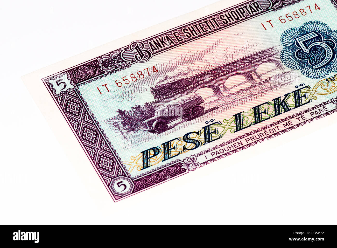 5 Albanian lek bank note. Albanian lek is the national currency of ...