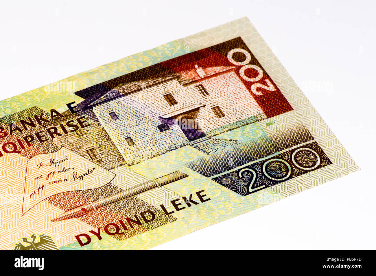 200 Albanian lek bank note. Albanian lek is the national currency of ...